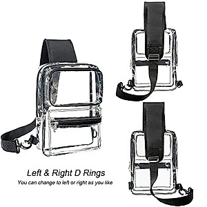 Clear Sling Backpack Stadium Approved, Transparent Shoulder Chest Bag, Casual Crossbody Bag for Men, Women, Black