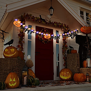 Halloween Happy Birthday Banner, Pumpkin Birthday Party Decorations with 8 Modes LED String Lights Halloween Theme 1st Kids Birthday Supplies for Thanksgiving Fall Pumpkin Decor