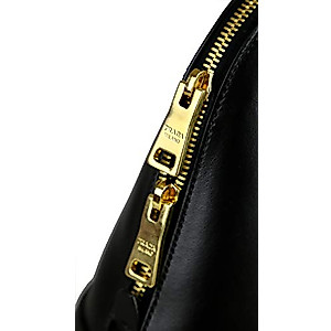 Prada City Calf Dome Blue Stripe Black Satchel 1BA200