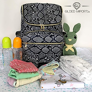 GI Gilded Imports Designer Diaper Bag for Baby Boy or Girl Family Backpack Detachable Purse