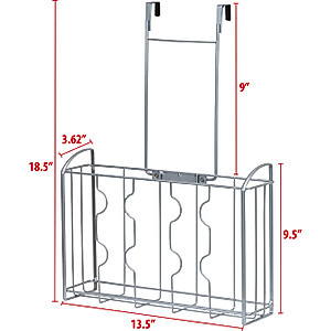 2PK - SimpleHouseware Over The Cabinet Door Organizer Holder, Silver