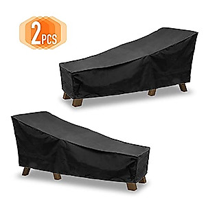 AGOOBO 2 Pack Patio Chaise Lounge Cover, Waterproof and UV Protection Durable Outdoor Back Patio Lounge Chair Cover, FurnitureStack-Able Chairs Cover with Storage Bag, Black