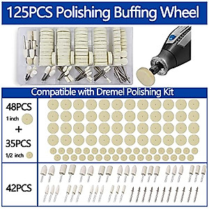 Polishing Buffing Wheel Compatible with Dremel Polishing Kit, GLDCAPA 14 Sizes 125 PCS Polishing Wheel for Dremel Tool Accessories 1/8" with Storage Box