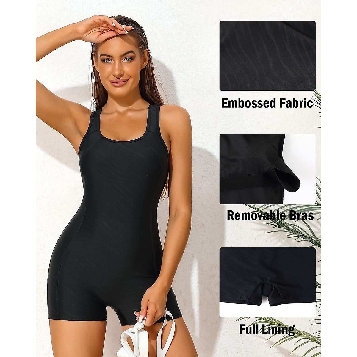 beautyin Women Bathing Suit One Piece Water Aerobic Lap Swim Training Swimsuit