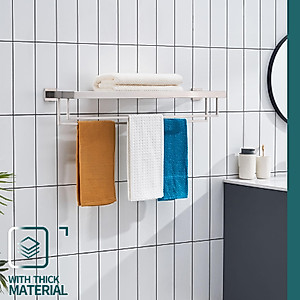 KOKOSIRI Towel Rack 32-Inch Bathroom Towel Shelves with Double Towel Bars SUS304 Stainless Steel Wall Mounted, Brushed Nickel B6003BR-L32