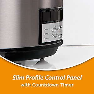 Crock-Pot Large 8 Quart Programmable Slow Cooker with Auto Warm Setting and Cookbook, Black Stainless Steel & Electric Lunch Box, Portable Food Warmer for On-the-Go, 20-Ounce, Black/Blue