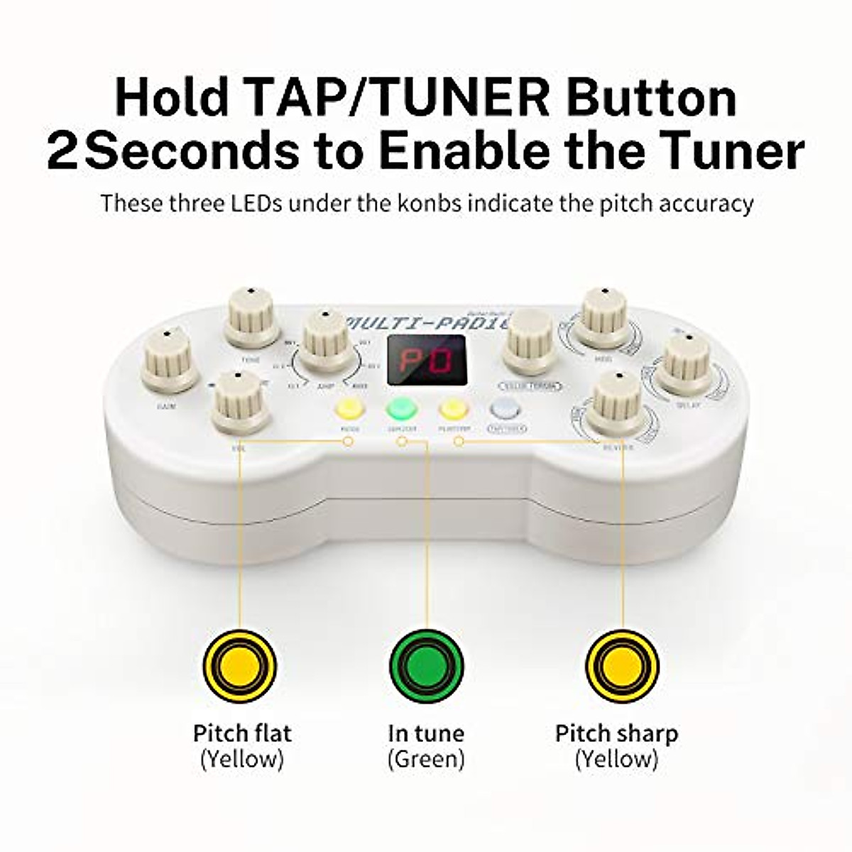 Donner Multi Effects Pedal Multi-Pad100, 5 Effects 7 Amp Modes 40 Drum Rhythms with Tuner Function, Reverb Delay Chorus Flanger Tremolo, Drum Machine for Electric Guitar and Bass