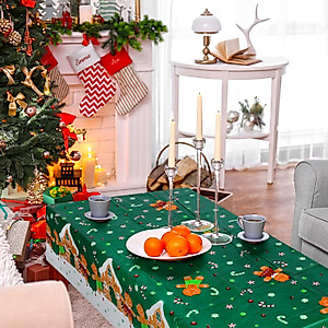 4 Pcs Christmas Tablecloth Disposable Plastic Rectangle Xmas Picnic Table Cover Christmas Pattern Printed Dining Table Cloth for Xmas Kitchen Decorations Holiday Party (Bright Style, 51.2 x 86.6 Inch)