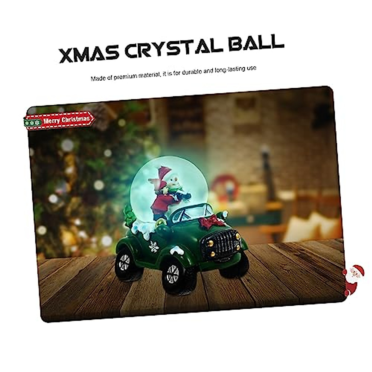 Abaodam Crystal Ball Car Santa Claus Snow Globe Model Truck Santa Ornament Santa Snow Globe LED Water Glittering Birthday Gift Xmas Craft Decor Desktop Decor Home Use Desktop Decor LED 1pc