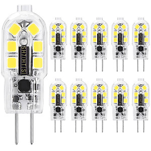 G4 LED Bulb 12V, HengBo Daylight White 6000K G4 JC Bi Pin Base 20 Watt Halogen Bulb Replacement Light Bulb for Under Cabinet, Range Hood, Stove Light (Pack of 10)