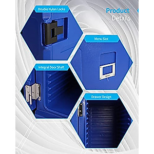 TABU 95QT End-Loading Insulated Food Pan Carrier, LLDPE Material Food Box Carrier with Double Buckles, Front Loading Portable Food Warmer with Handles (Blue)