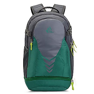 35L Basketball Backpack with Bottom Ball Compartment – Large Capacity Sports Equipment Bag for Youth Boys Girls Fit Basketball Volleyball Football Soccer Ball, Gym, Outdoor, Travel, Team (Green)