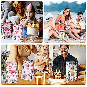 VGOODALL 24PCS Party Favors Bags, Flamingo Gift Bags Hawaii Treat Bags with Stickers Goodie Bags for Birthday Hawaiian Luau Party