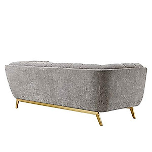 Modway Bestow Tufted Crushed Performance Velvet Sofa, Light Gray
