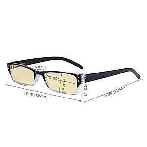 Eyekepper Blue Light Blocking Glasses for Women Men Reading Computer Screen - Cut UV Rays Readers with Yellow Filter Reading Glasses - Black +0.50