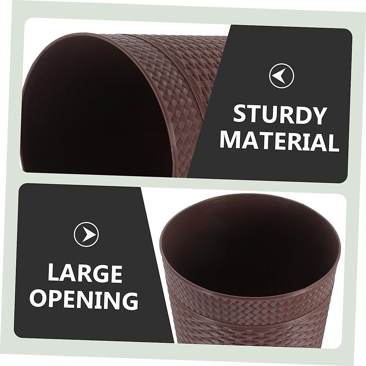 HOOTNEE Rattan-Like Trash Can Plastic Trash Bin Household Garbage Can Plastic Rubbish Can Garbage Container Simple Bathroom Trash Can Kitchen Trash Can Plastic Waste Bucket Home Trash Can