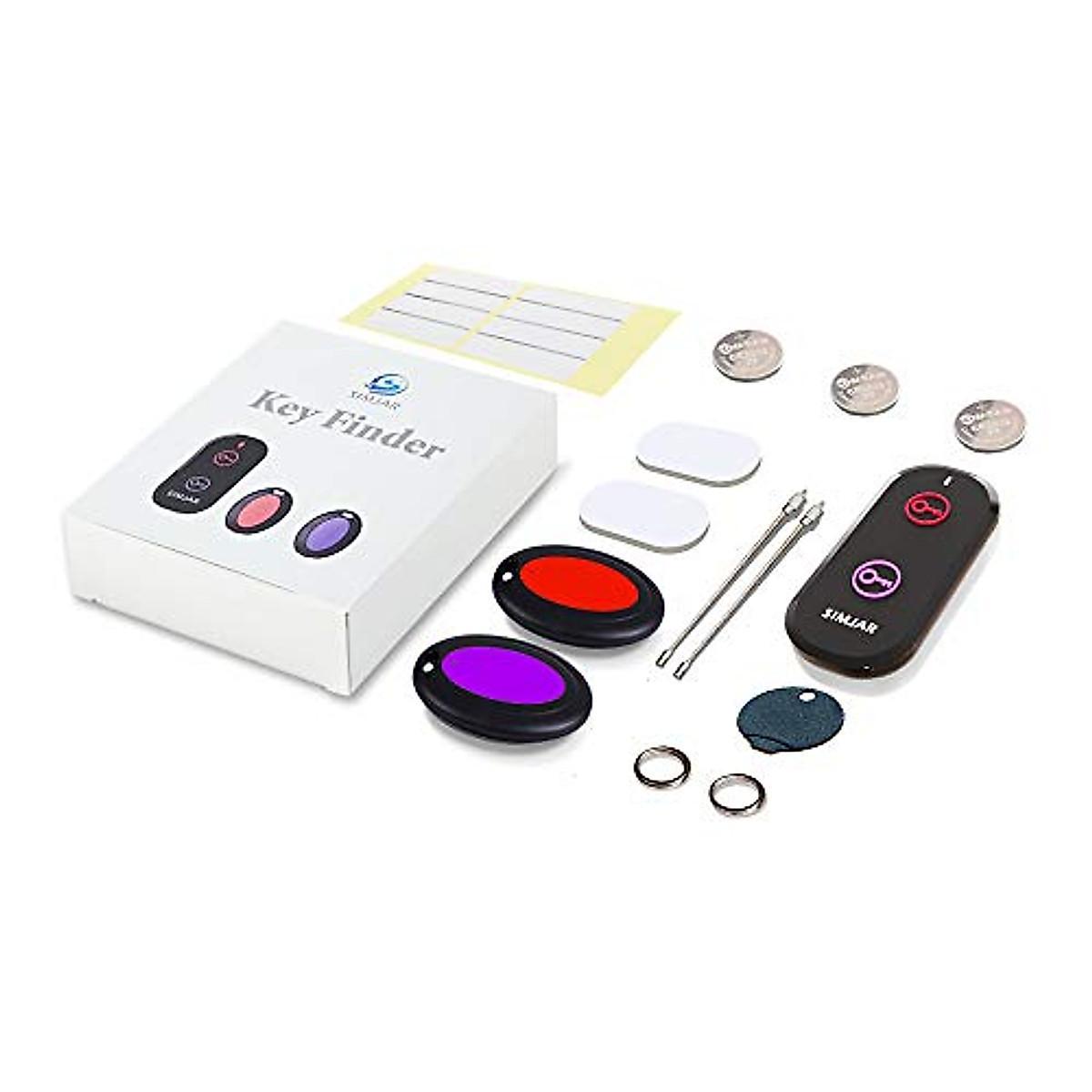 Basic Key Finder with 2 Receivers & 1 Remote, Simjar Wireless Remote Control RF Key Finder Locator Tracker for Keys Wallet Phone Luggage