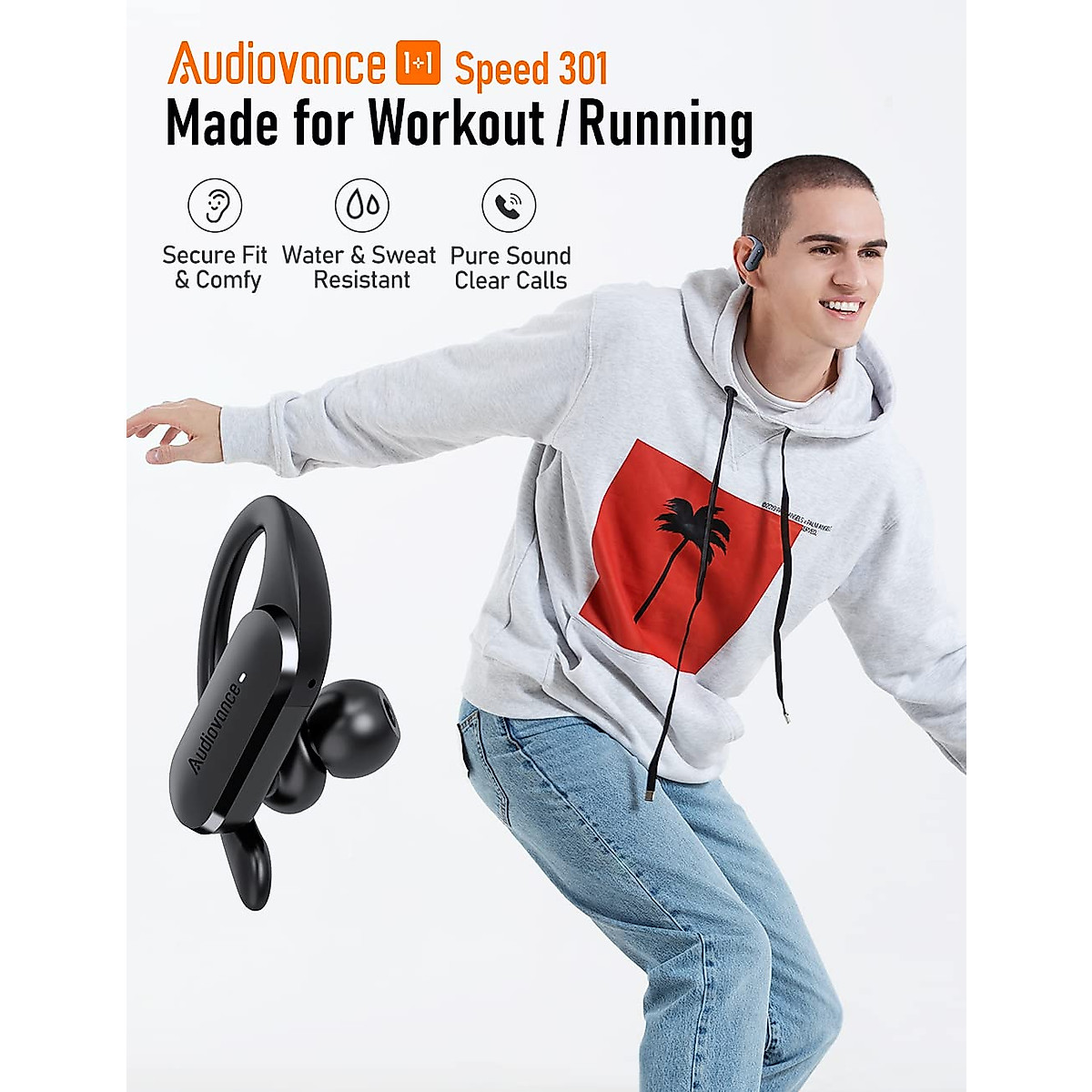 Audiovance 2 Sets Wireless Earbuds Bluetooth Headphones Ideal Gifts, Euphony 501 & Speed 301, 2 Sets Wireless Ear Buds for iPhone & Android (SPEU 501)