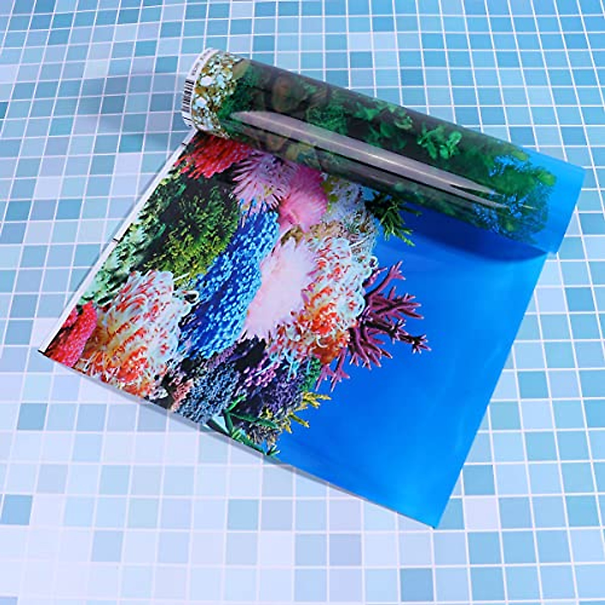 balacoo Fish Tank Background Fish Tank 10 Gallon Aquarium Background Sticker 3D Double- Sided Durable Wallpaper Fish Tank Backdrop Decorative Pictures 3D Aquarium Background 3D Aquarium Background