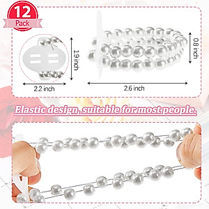 12 Pieces Elastic Pearl Wristband Corsage Wristlet Band Corsage Bracelet Pearl Wedding Wrist DIY Decor Corsage Pearl Bead Stretch Wristband Accessory for Wedding Bridesmaid Bride Prom Handmade