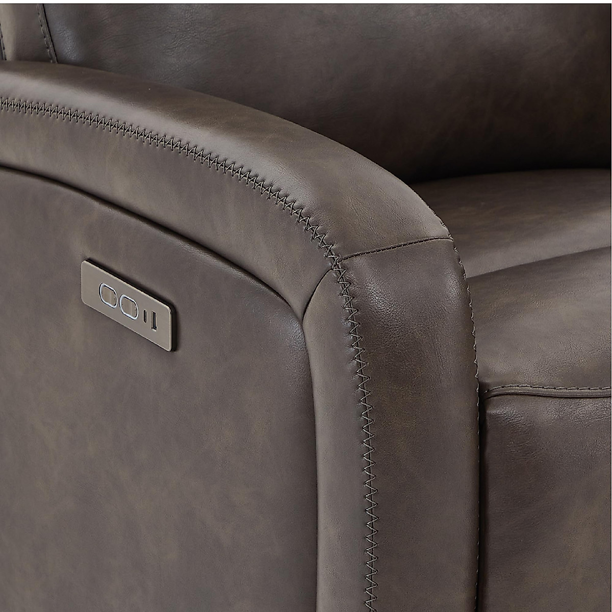 Watson & Whitely Recliner Chair, Zero Wall Reclining Sofa Chair W Power Headrest Type-C Charger, Small Faux Leather RV Recliners Home Theater Seating for Living Room, Chocolate