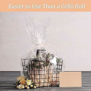 Morepack Easter Large Cellophane Bags,26x32 Inch Big Clear Basket Bags 10PCS Cellophane/Cello Wrap for Gift Baskets