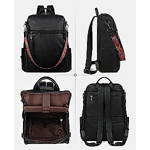 FADEON Laptop Backpack Purse for Women Large Designer PU Leather Laptop Bag, Ladies Computer Shoulder Bags