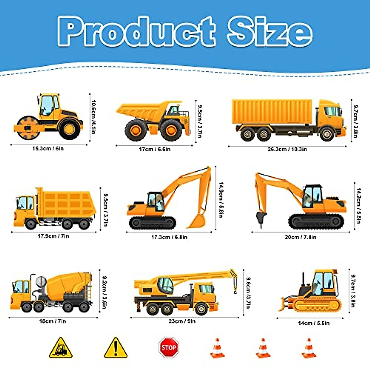 Construction Wall Decals Glow in The Dark Wall Stickers City Vehicles Car Wall Decal Luminous Truck Excavator Tractor Decals Transportation Sticker Boys Kids Bedroom Playroom Nursery Ceiling Decor