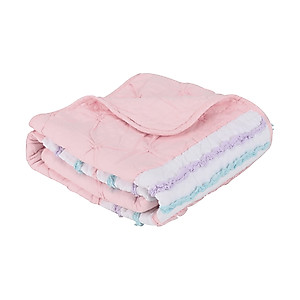 Levtex Bobbi Toddler Set- Kids Bedding, Pink,Teal,Lavender, Stripes - Reversible Quilt