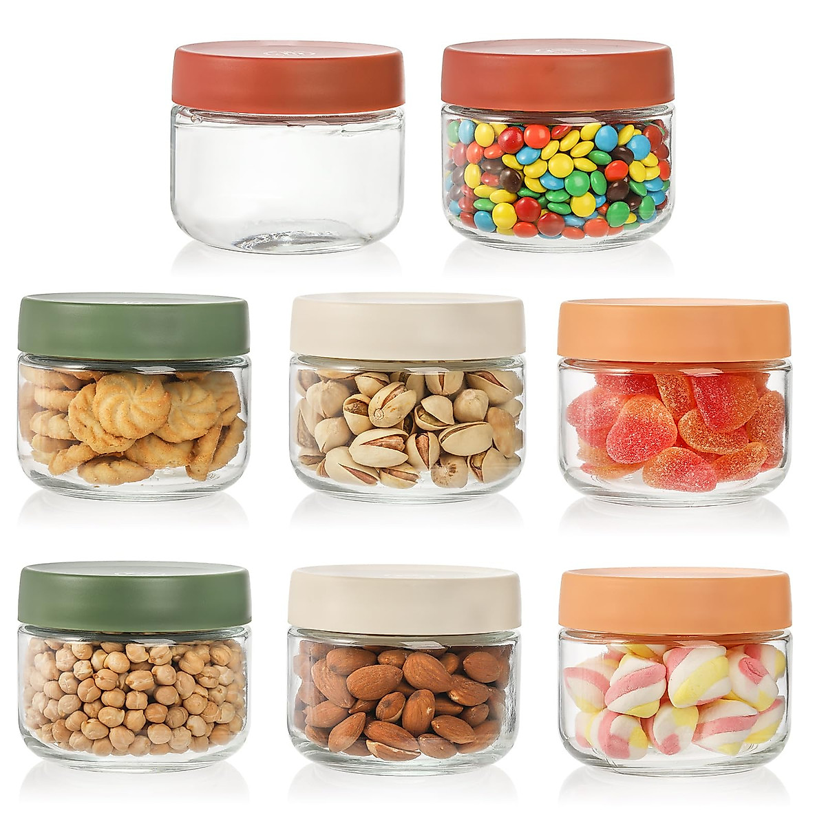 Cididu 8 Pack Glass Jar with Airtight Lid, 10 oz Overnight Oats Container, Clear Food Yogurt Container to Go, Leak Proof Glass Candy Canning Jars for Food Prep, Spice, Snacks, Jam, Beans, Kitchen