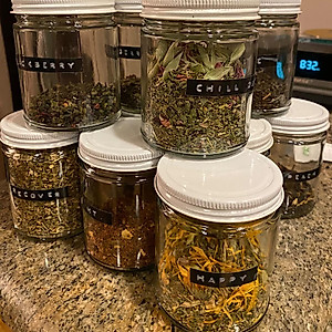 Suwimut 12 Pack Glass Mason Canning Jars, 9 Ounce Straight Sided Clear Glass Jars Regular Mouth Glass Storage Containers with White Metal Lids for Jam, Jelly, Dry Food, Spice, Salad, Yogurt