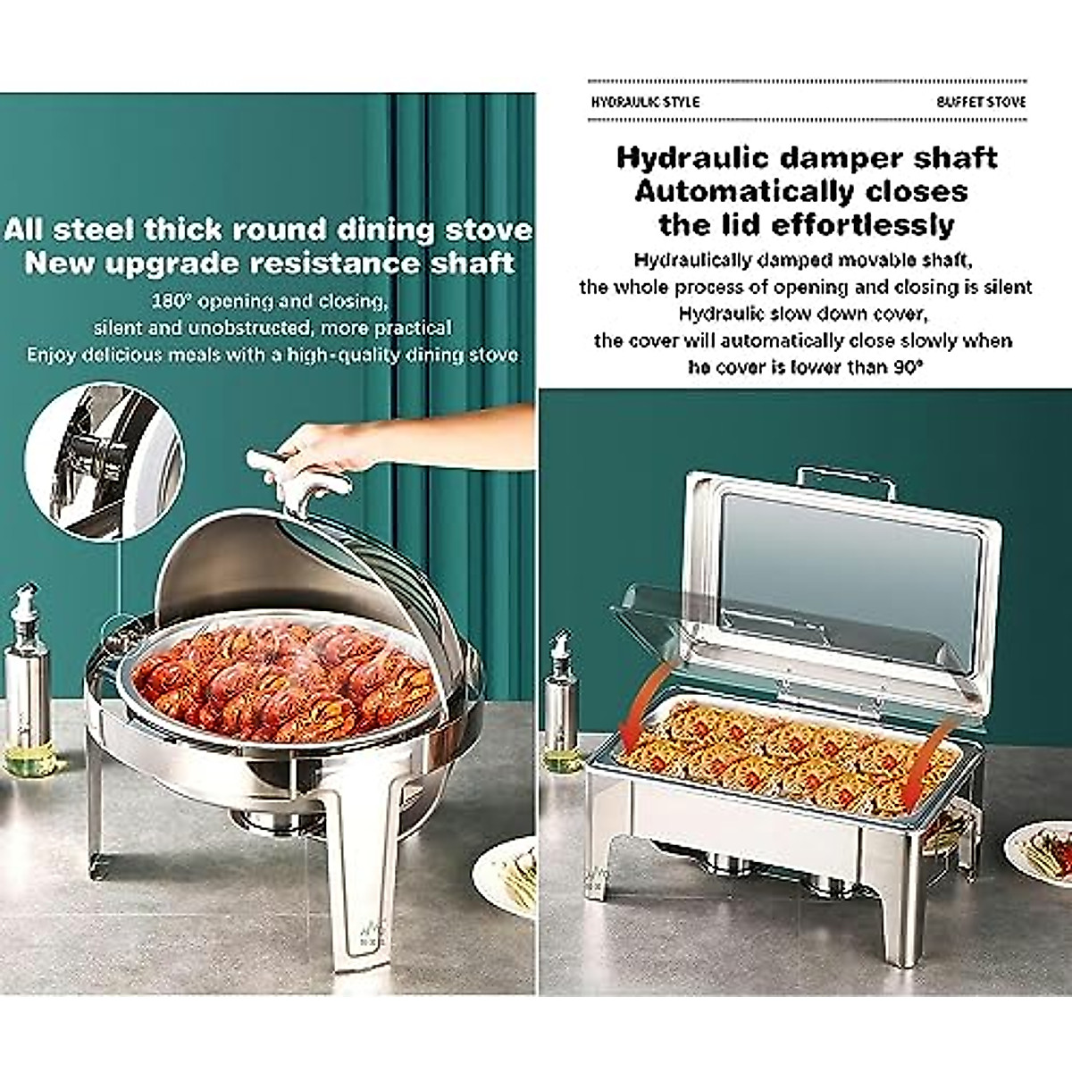 Electric Buffet Server,Food Warmer Tray, Adjustable Temperature, Portable Chafing Dish, Catering Buffet Serving Tray,Stainless Steel Material,uitable for Hotels, Restaurants, Parties