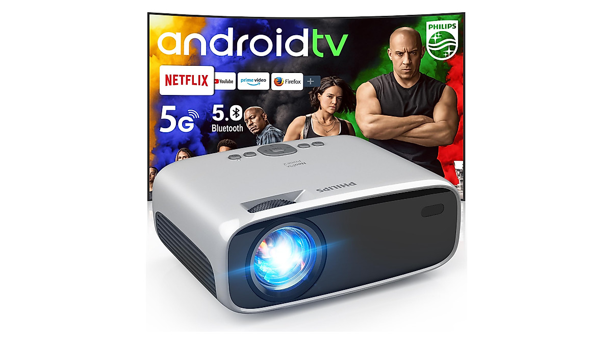 Philips Android TV Projector with 4K, Built-in Apps & 5G WiFi