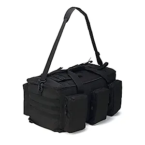 Sparklekle Military Duffel Bag 50L Gym Bag for Men Convertible Weekend Backpack for Sports Travel Camping (Black)