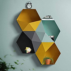 PIBM Stylish Simplicity Shelf Wall Mounted Floating Rack Wooden Metal Shelves Bedroom Storage Creative,40X34.5Cm,4 Colors Avaliable, Grey