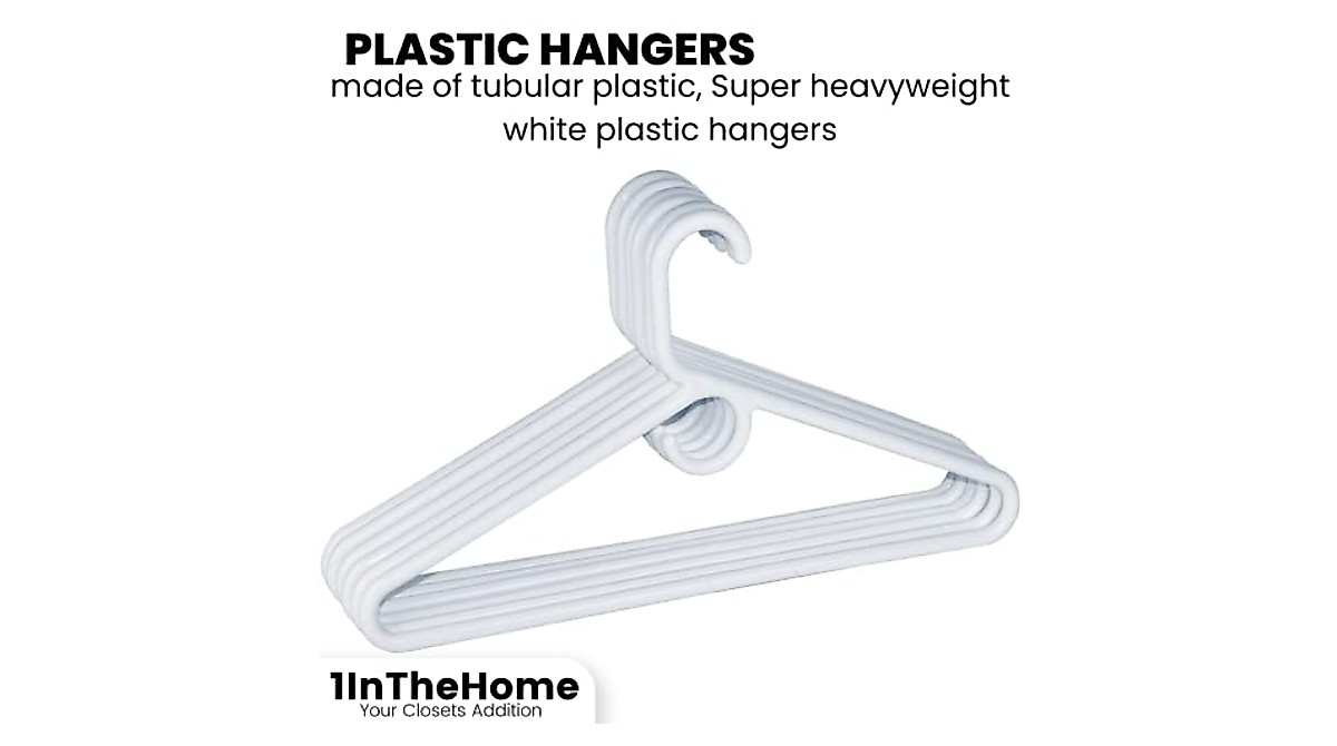 Heavy Duty White Plastic Hangers - Set of 24 for Closet Organization