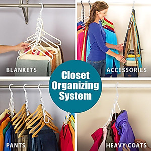 Wonder Hanger Max 10-Pack Space Saving Hangers, Reinforced Hooks Swivels 360°, Cascading Hanger, College Dorms & Storage Closet Organizer, Fully Assembled – White
