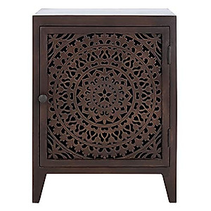 Safavieh Home Thea Brown 1-door Carved Mandala Nightstand