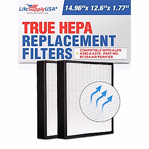 True HEPA Air Cleaner Filter Replacement BF15A Compatible with A350 Air Cleaner by LifeSupplyUSA (3-Pack)