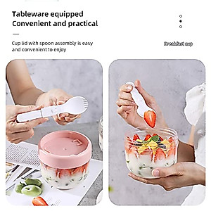 MANMAOHE 3 Pack 20 Oz Overnight Oats Containers with Lids and Spoons Plastic Yogurt Cups Dessert Cups Reusable Snack Containers Food Storage Containers for Cereal On The Go Container