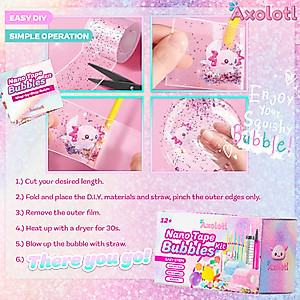 Axolotl Nano Tape Bubble Kit, Double Sided Tape Elastic Bubbles DIY Craft Kit, Stress Balls Toys, Squishy Ball, Anxiety Relief Toy, Party Favors and Fidget Toys for Girls, Boys, Kids