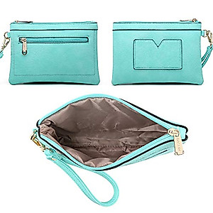 Dasein Purses Handbags for Women Satchel Vegan Leather Shoulder Bags Work Tote for Ladies with Matching Clutch (Turquoise)