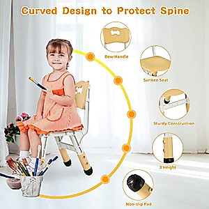 AuAg Kids Table and 4 Chairs Set, Height Adjustable Toddler Study Table and Chair Set for Age 2-10, Multi-Activity Art Table W/Graffiti&Scrubtable Desktop, for Daycare, Classroom, Home (Natural)