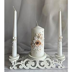 Unity Candle Holder-Unity Candle Stand-Unity Candle Holder Set-Pillar Candle Holder-Wedding Gift -Ceremony Decoration-Wedding Centerpiece (Pattern)