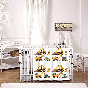 Fleece Baby Blanket Excavator Dump Truck Wheel Loader Digger Bulldozer Crane Smooth and Soft Receiving Blanket Unisex for Stroller, Crib, Newborns, Carseat 30x40