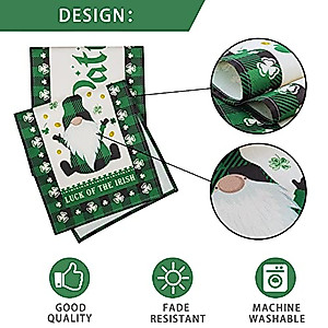 St Patricks Day Table Runner Lucky Clover Shamrocks Table Runners 72 Inches Long, Buffalo Plaid Gnome Burlap Holiday Kitchen Dining Table Decor for Home Party (Gnome Table Runner, 13" x 72")