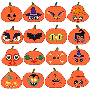 Aneco 18 Sets Halloween Foam Pumpkin Craft Kit DIY Halloween Arts Foam Pumpkin with Pumpkin Expression Stickers for Halloween Fun Home Activities