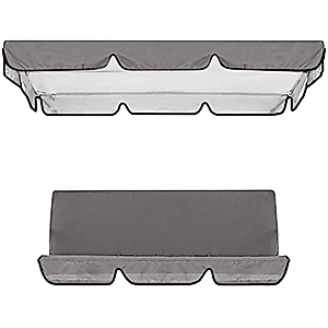 XYQSBY Garden Universal Replacement Canopy Swing Seat Chair 2 & 3 Seater Sizes Waterproof/Uv Resistant Patio Hammock Cover Top Roof for Outdoor Poolside Balcony,Gray,249x185x18cm