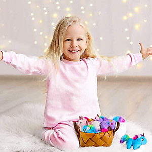 8 Pieces Mini Plush Unicorn Toys Animal Stuffed DIY Keychain Accessories Cotton Unicorn Decorations for Birthday Baby Shower Xmas Wedding Party Favors(Heart Style)