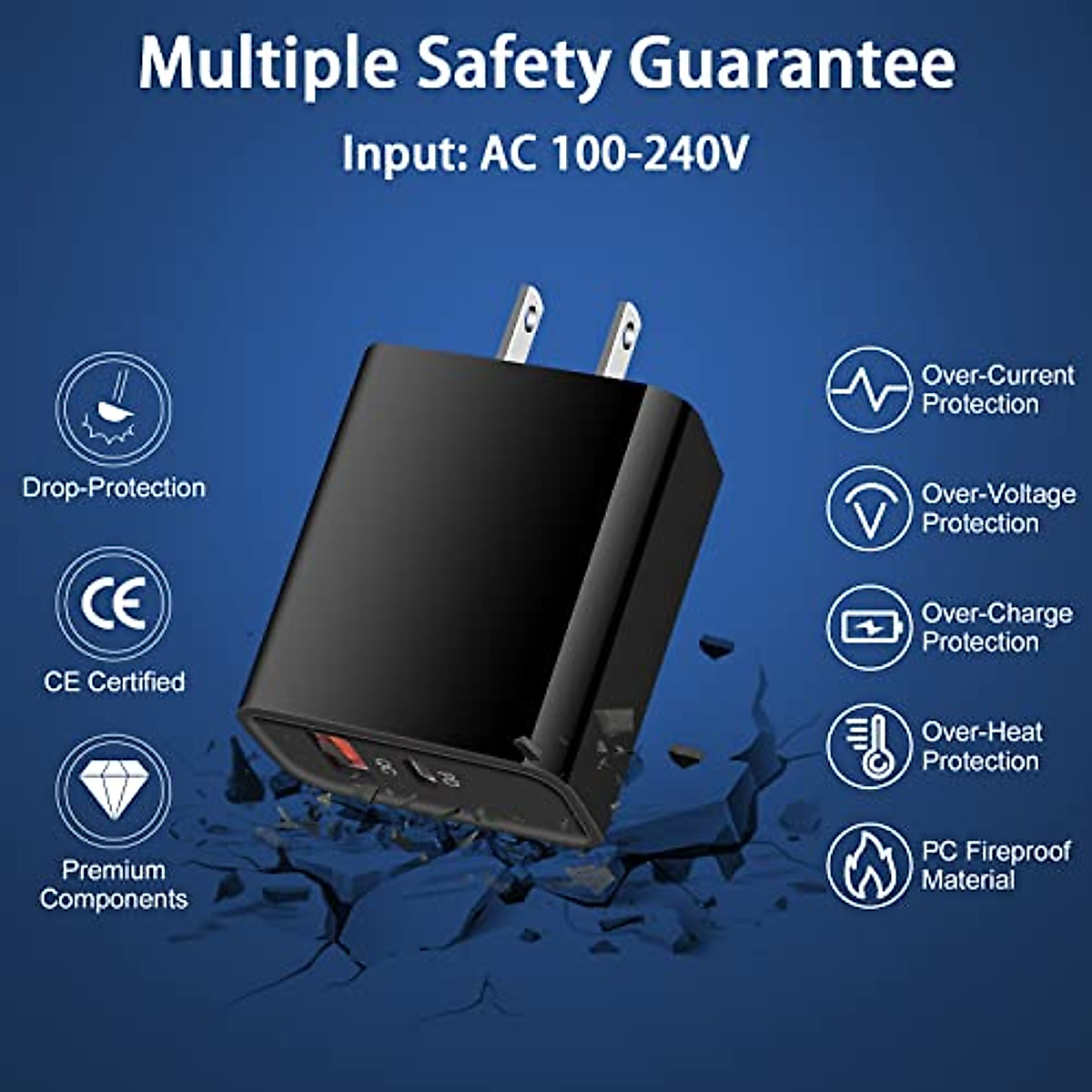 Type C Fast Charger for Google Pixel 7 Pro 7 6a 6 Pro 6 5a 5G 5 XL 4a 4 XL 3a,Samsung Galaxy A14 A13 5G A53 S22 S23, 38W Auto Car Charger Plug,20W PD&QC3.0 Wall Power Adapter, 6FT USB C Charging Cable